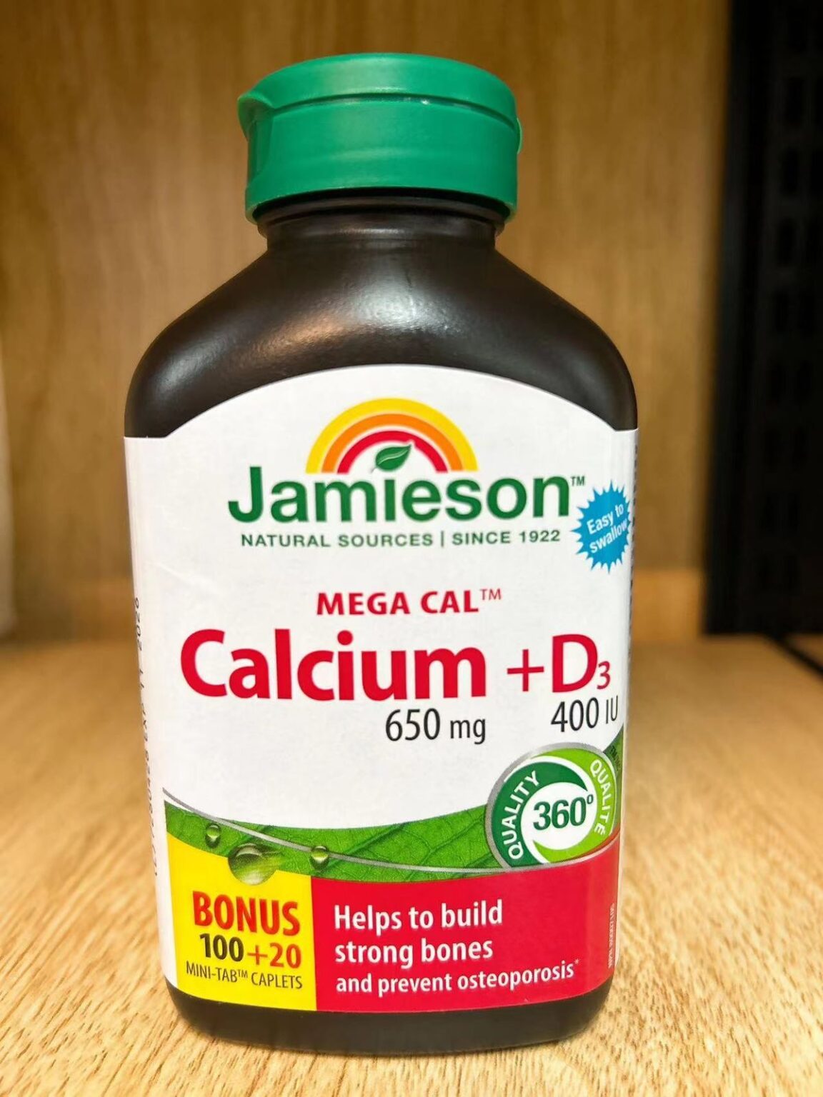 Jamieson 高濃復合鈣 650 毫克 + 維他命D3 400IU 120粒 超值加量裝 (EXP 2029年)Mega CAL ...