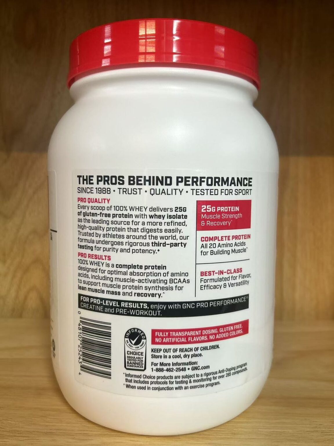 GNC 新升級 - 100% 乳清蛋白质粉 2.0 - 無味（750G）Pro Performance 100% Whey 2.0 ...